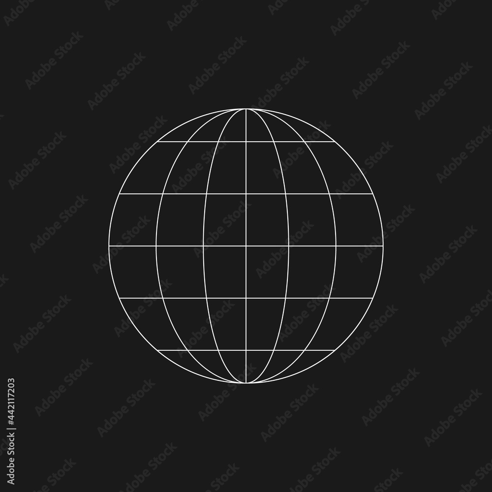 Digital retro cyber planet design element. Retrofuturistic shape. Shape of planet in Cyberpunk ...