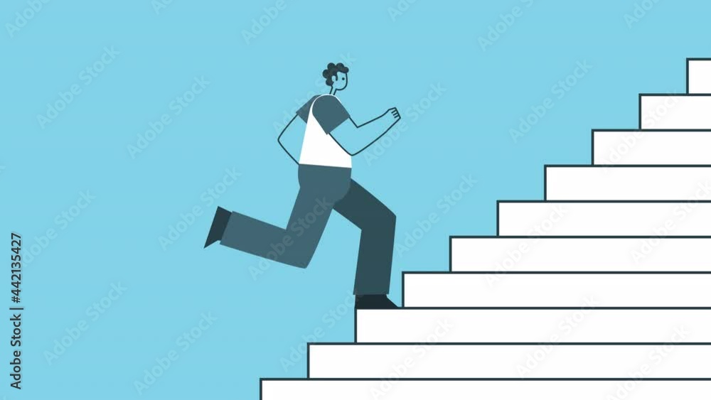 Running Up Climbing The Stairs. Success and Career Growth Concepts ...