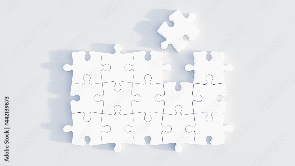 3D illustration. Puzzle pieces isolated on white background. 3D ...