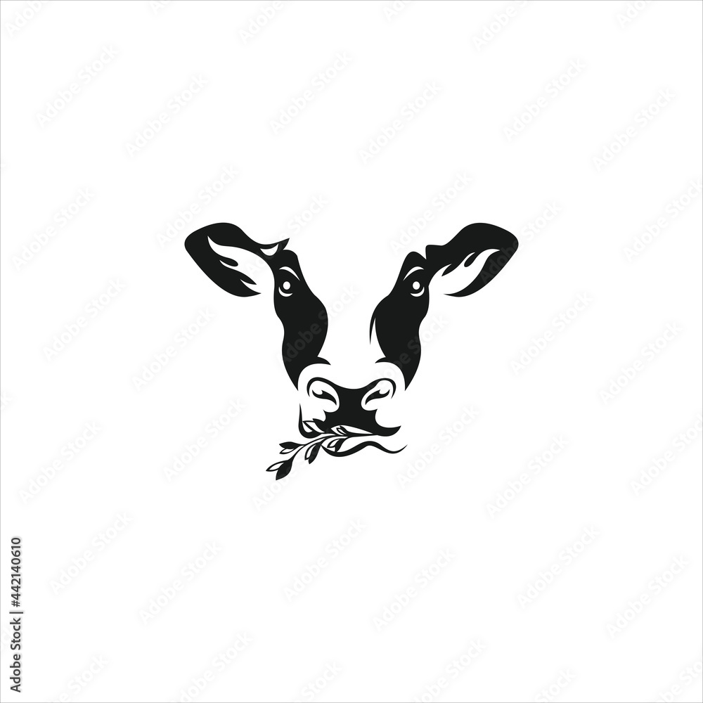 black cow logo animal head vector mascot icon for fresh dairy milk farm ...