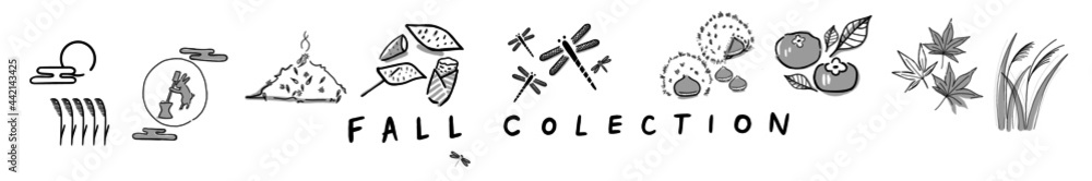 Japanese fall collection. Hand drawn sketch. Japanese culture, events ...