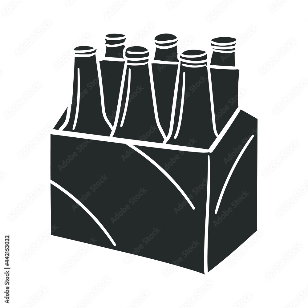 Glass Bottle Pack Icon Silhouette Illustration. Beer Vector Graphic ...