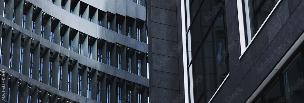 Corporate office building in financial district, modern skyscraper in ...