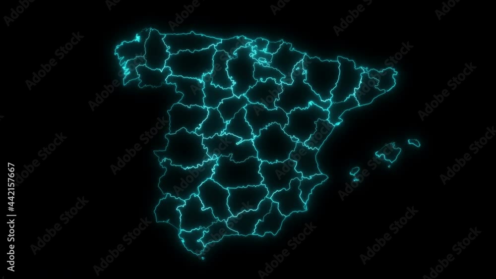 Animated Outline Map of Spain with Provinces Stock Video | Adobe Stock