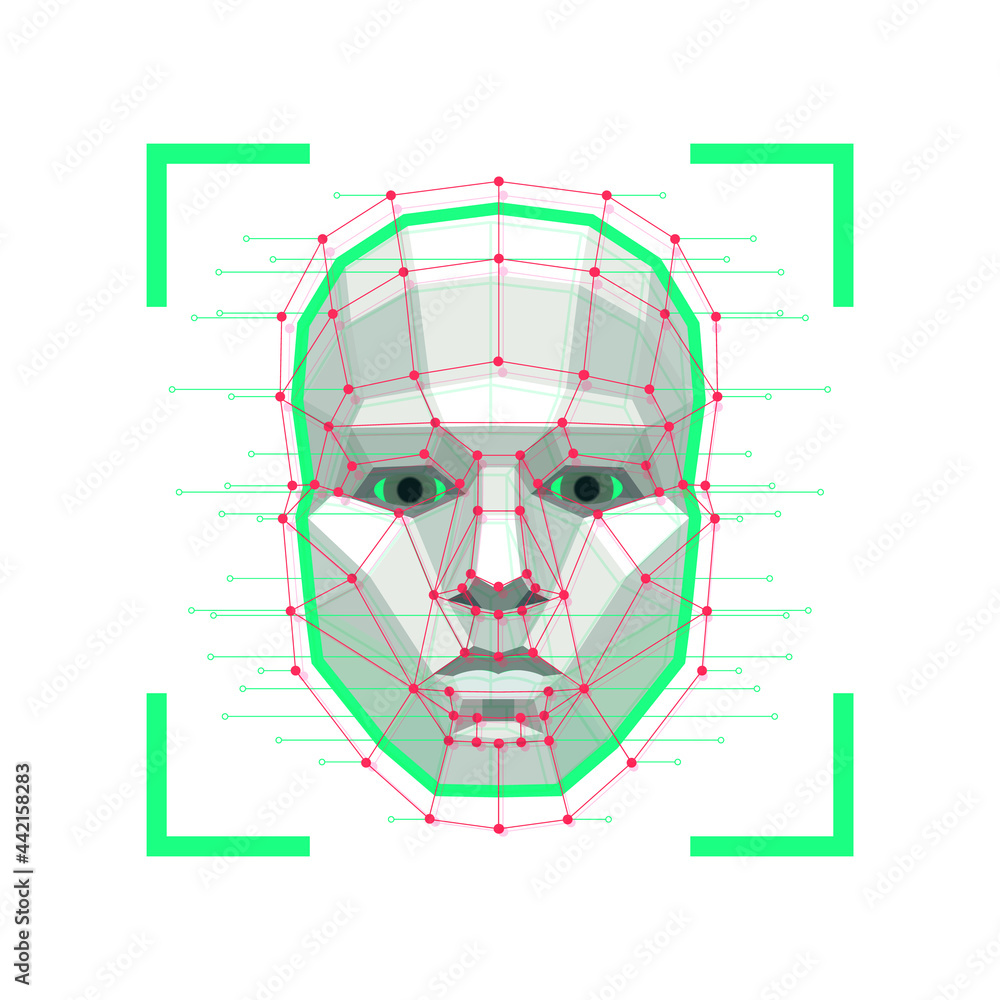 Facial Recognition System concept. Face ID verification services or ...