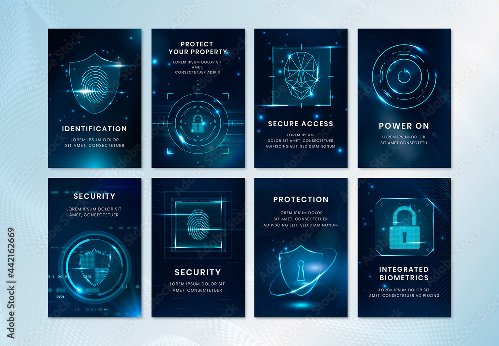 Security Technology Layout Set for Social Media Post Stock Template ...