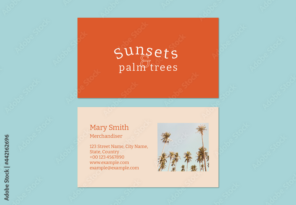 Printable Tropical Name Card Layout Stock Template | Adobe Stock
