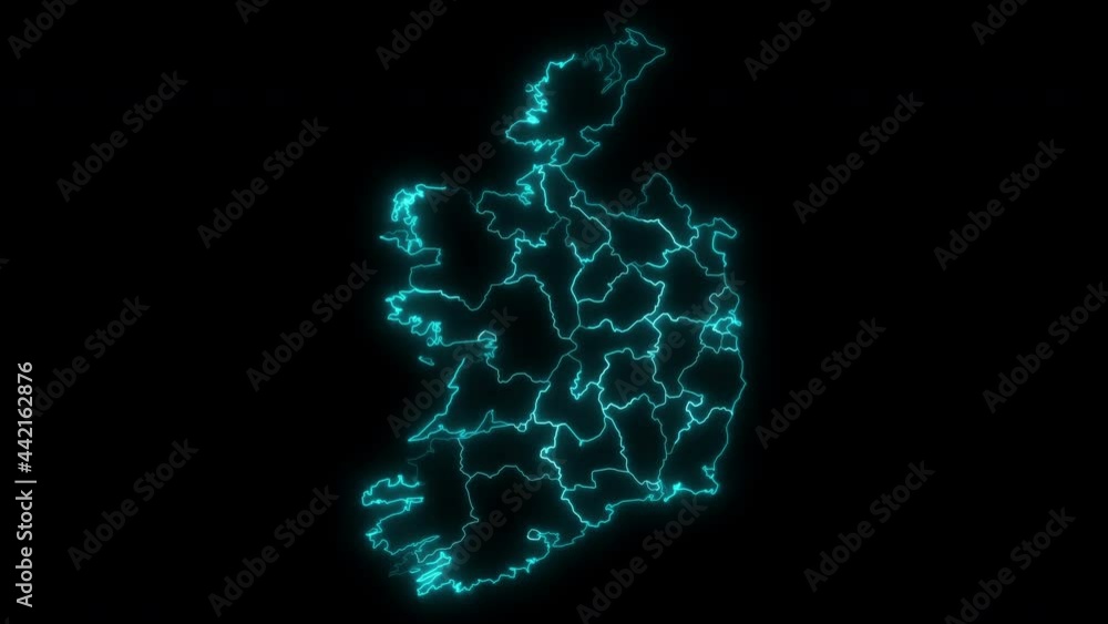 Animated Outline Map of Ireland with Counties 素材庫影片 | Adobe Stock