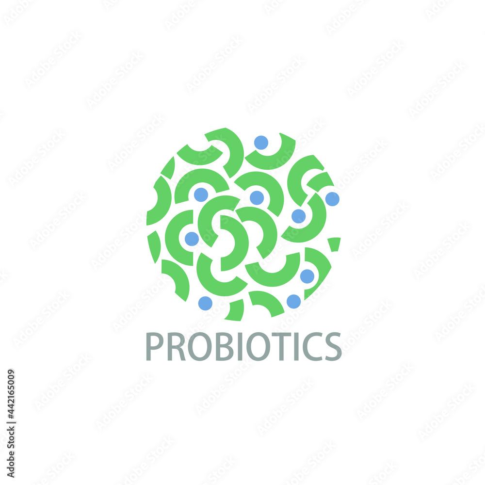 Probiotics logo. Bacteria logo. Concept of healthy nutrition ingredient ...