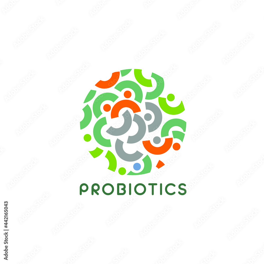 Probiotics logo. Bacteria logo. Concept of healthy nutrition ingredient ...