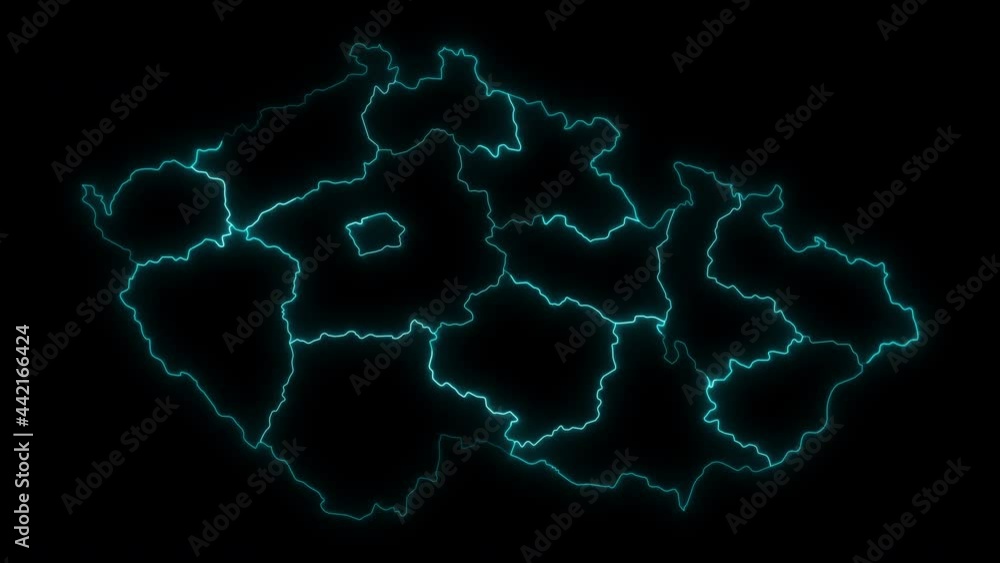 Animated Outline Map of Czech Republic with Regions Stock Video | Adobe ...