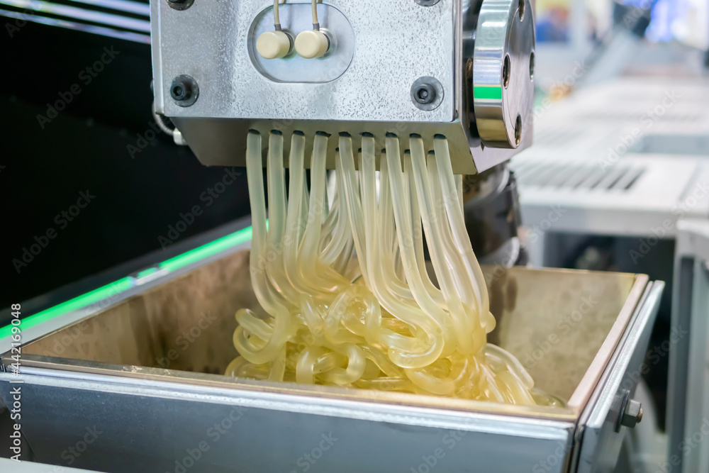 Waste plastic recycling machine: process of melting polyethylene at ...