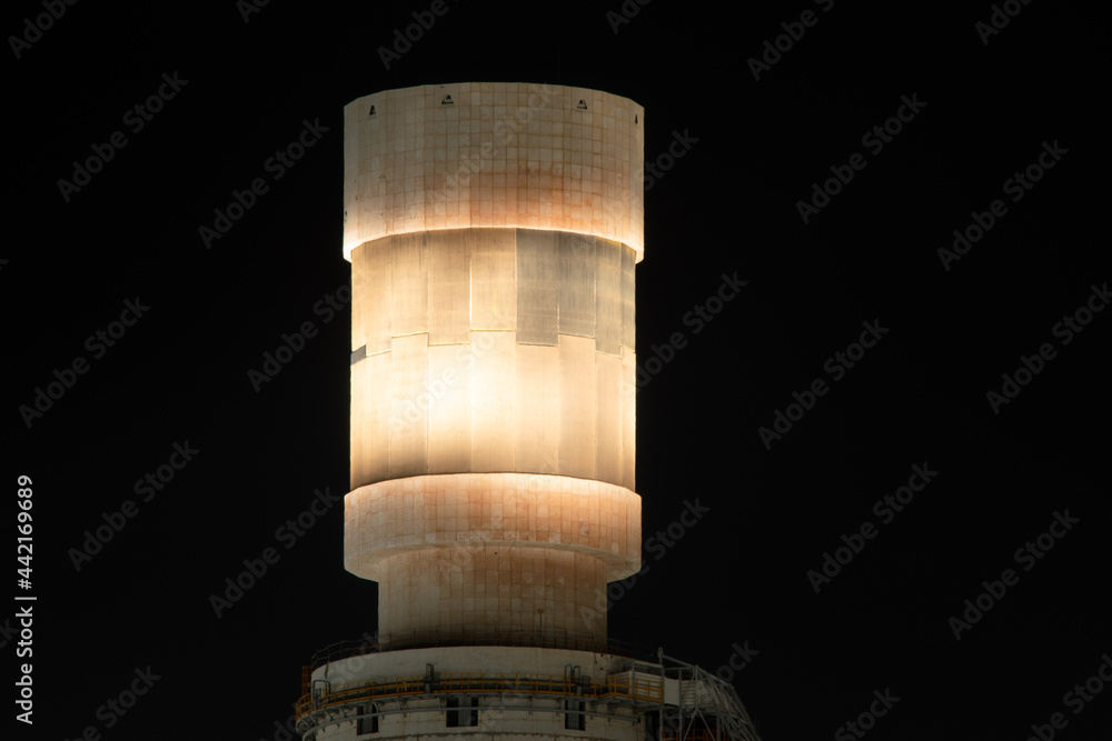 The top of a concentrated solar power tower. made of mirrors and lenses ...