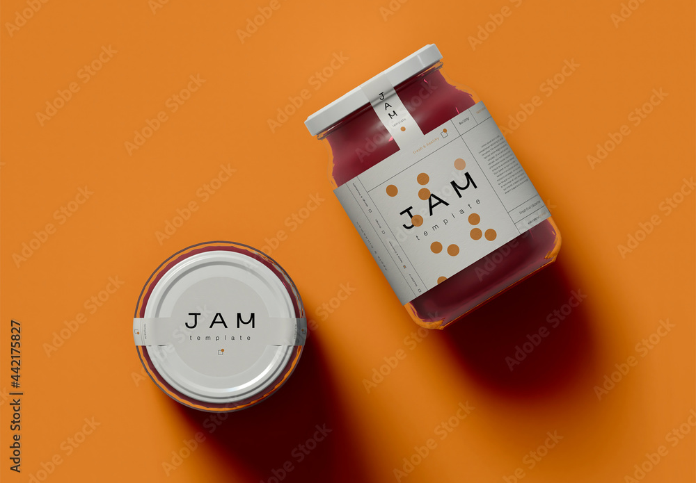 Two Jam Jars Packaging Mockup Stock Template | Adobe Stock