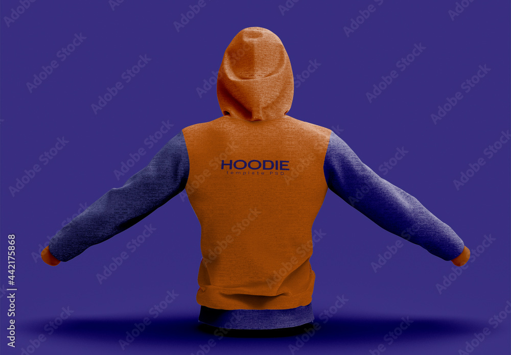 Back View of Hoodie Mockup Stock Template | Adobe Stock