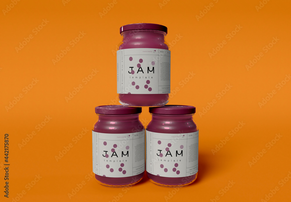 Jam Jars with Label Mockup Stock Template | Adobe Stock