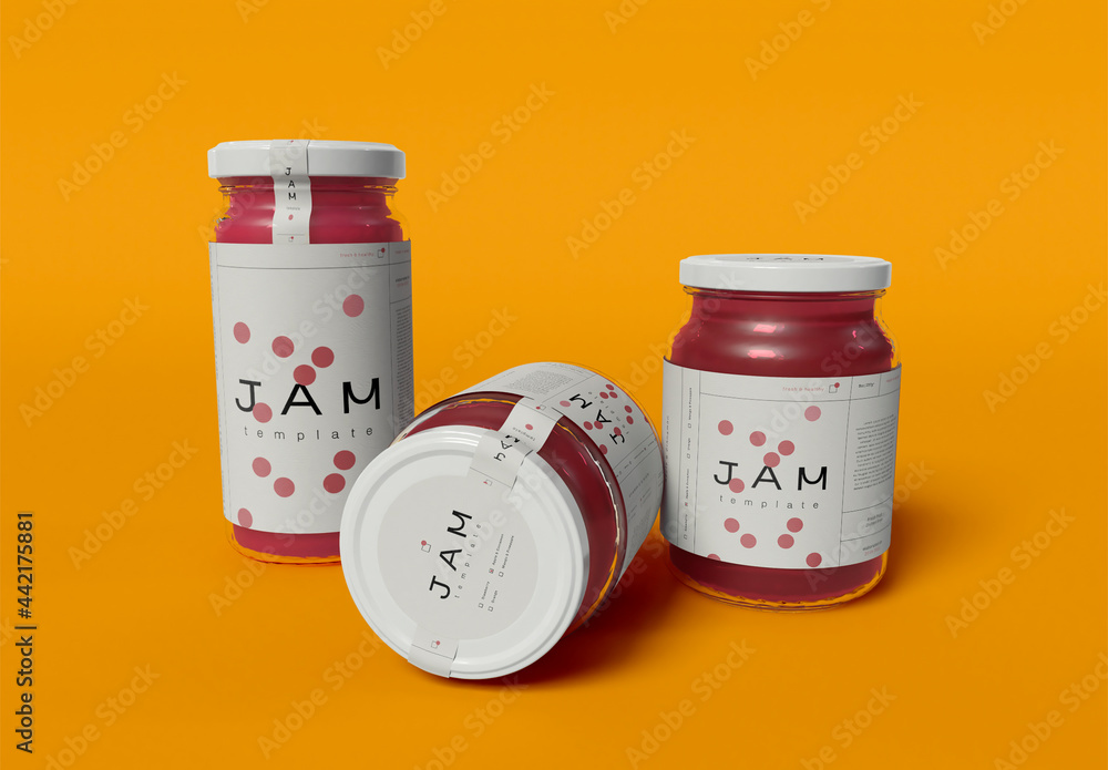 three Jam Jars Mockup Stock Template | Adobe Stock