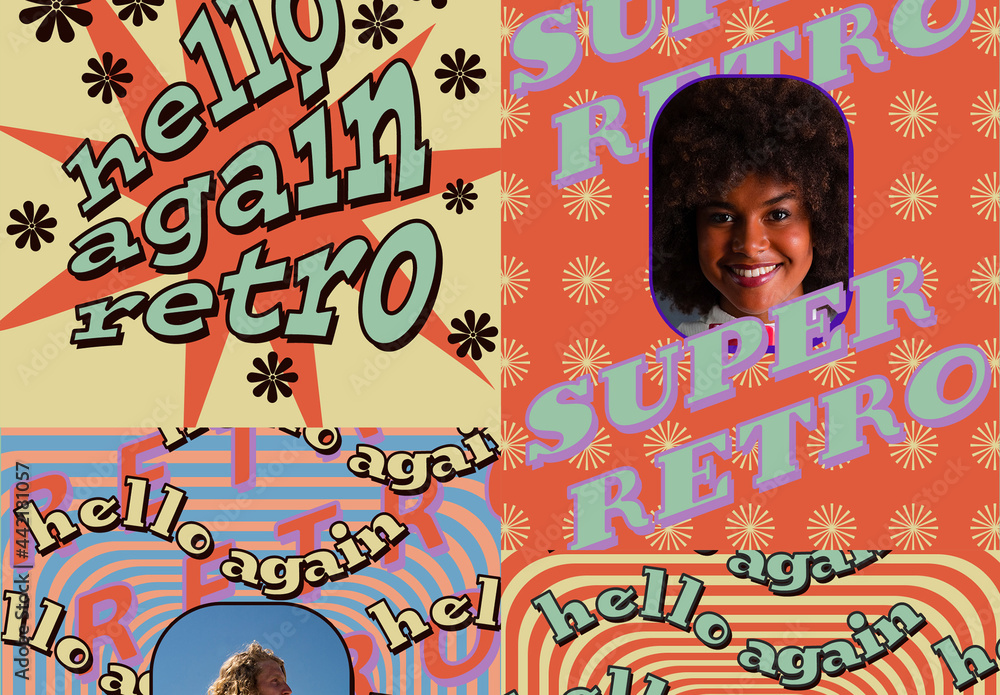 Groovy and Trippy Social Media Set Stock Template | Adobe Stock