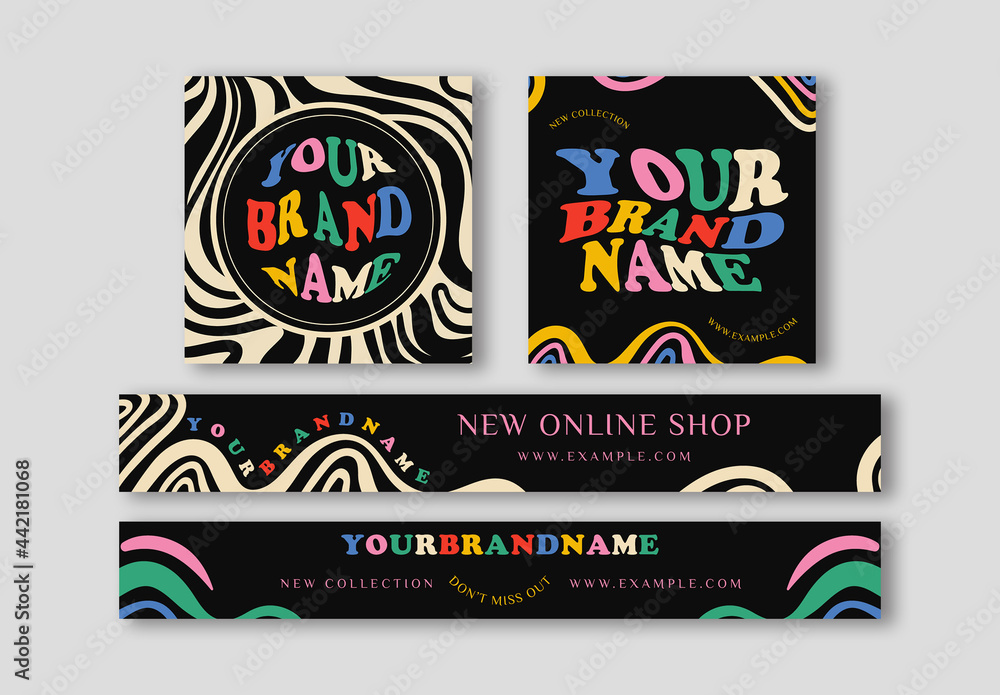 Wavy and Bold Banner Ad Set Stock Template | Adobe Stock