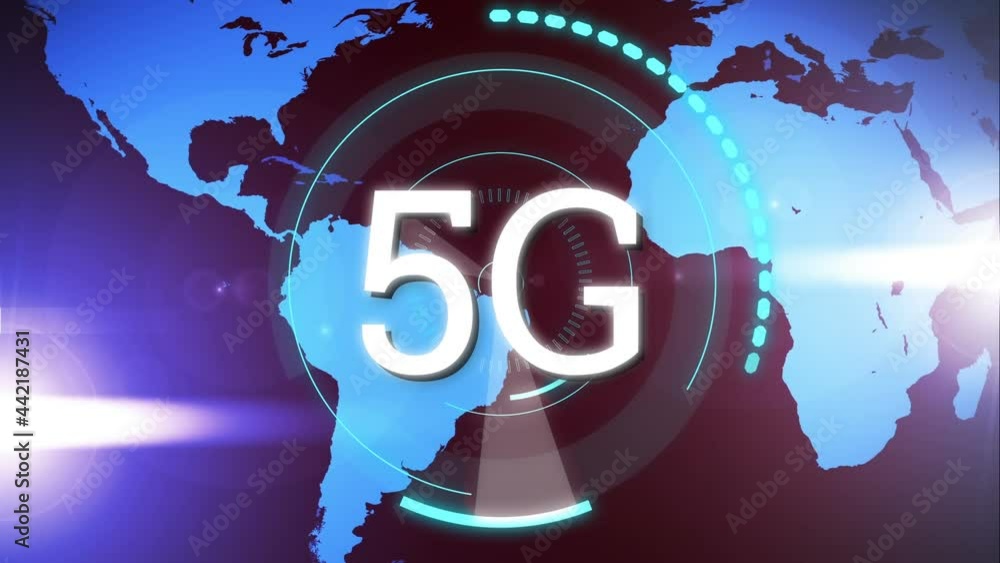 Animation of 5g text with globe and network of connections Stock ビデオ ...
