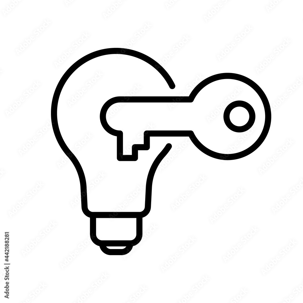 Key Lightbulb line icon. Clipart image isolated on white background ...