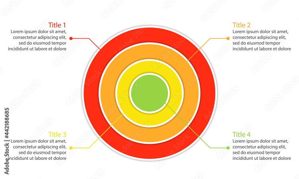 4 concentric circles diagram template. Clipart image isolated on white ...