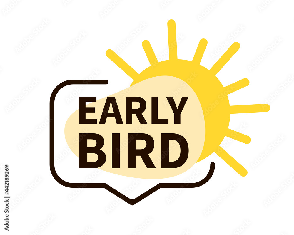 Early bird speech bubble icon. Clipart image isolated on white ...