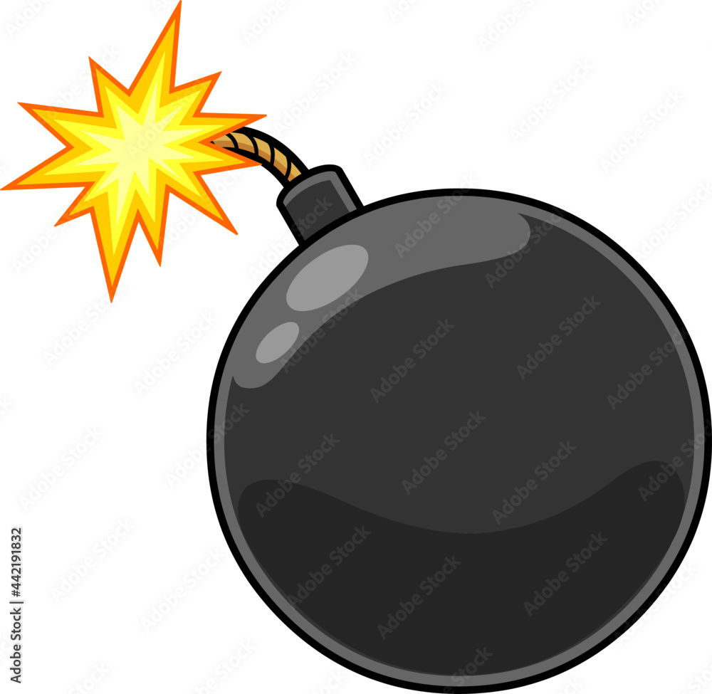 Cartoon Bomb With Lit Fuse. Vector Hand Drawn Illustration Isolated On ...