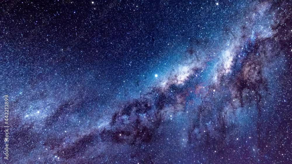 Intergalactic travel through neon glowing clusters of stars and ...