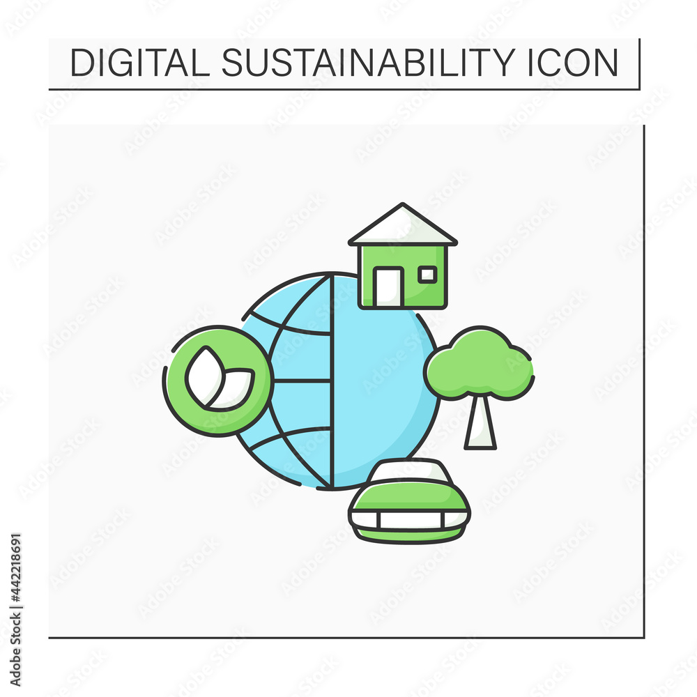 Environment color icon. World around. Physical and chemical forces ...