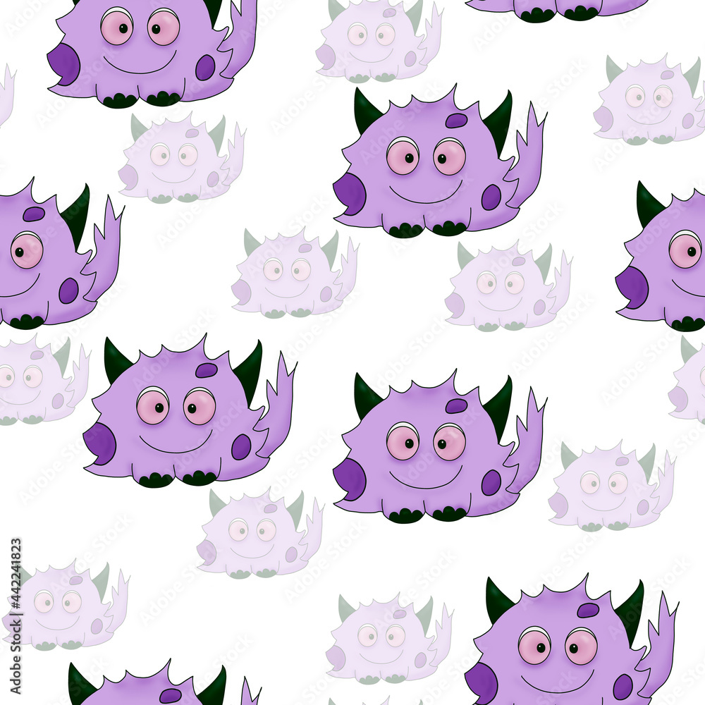 Pattern of cute monsters on a white background. Stock Illustration ...