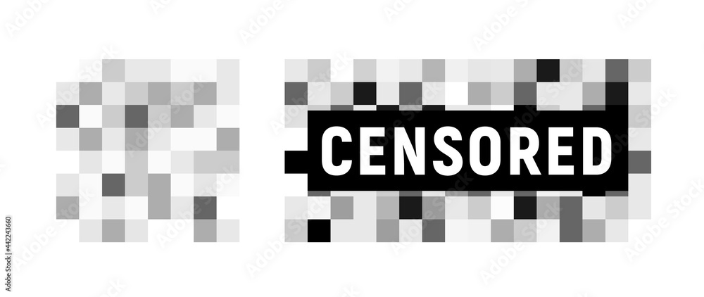 Censor pixel sign bar. Censorship square vector graphic blur effect ...