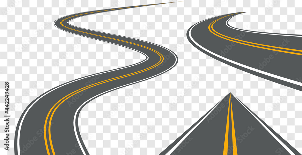 Vector road way winding journey highway illustration. Asphalt street ...