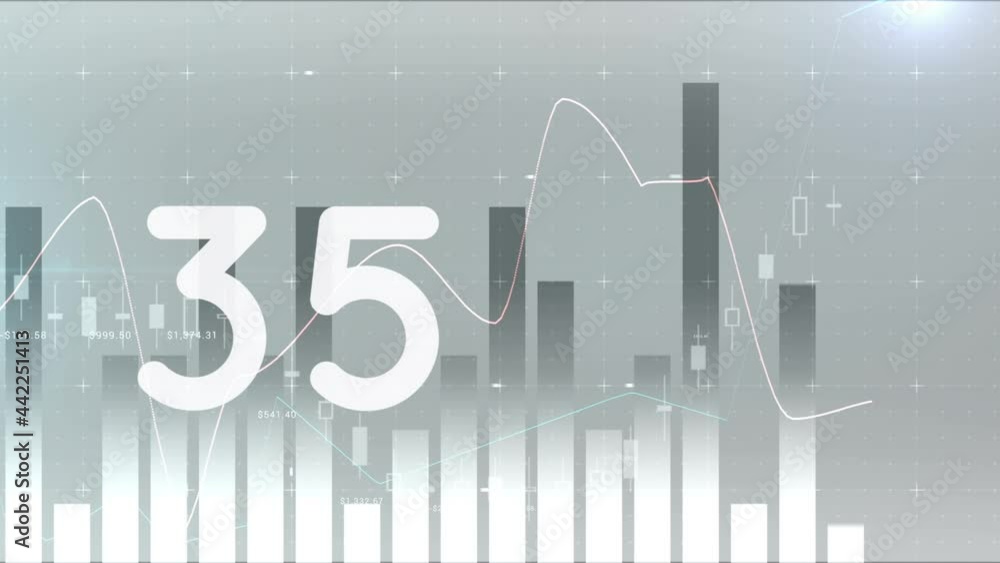 Animation of rising number from 0 to 100 and grey interface with data ...