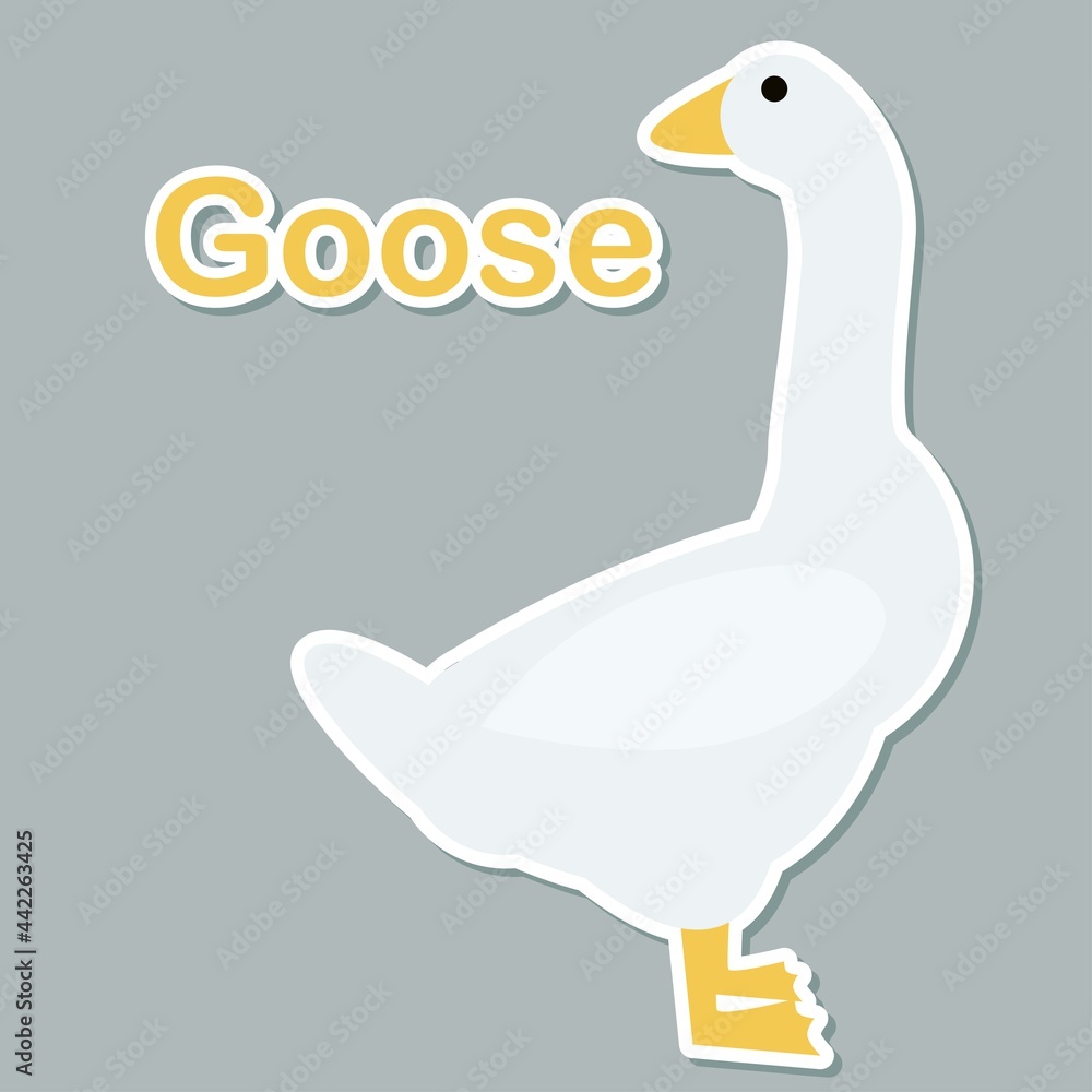 Cute goose sticker vector illustration for paper bookmark collection ...