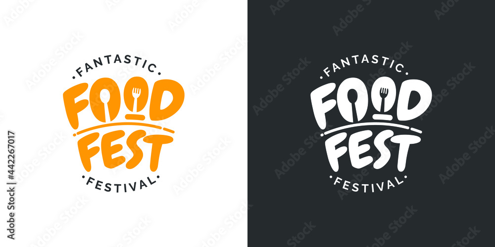 Food festival logo vector template. Design for banner, greeting cards ...