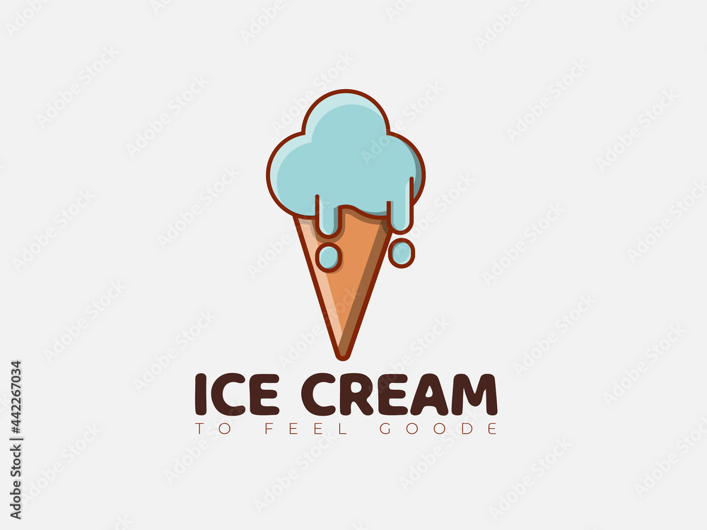 Cone Ice Cream Logo Design, Fresh Ice Cream Cone Isolated On White Background, Modern vector ...