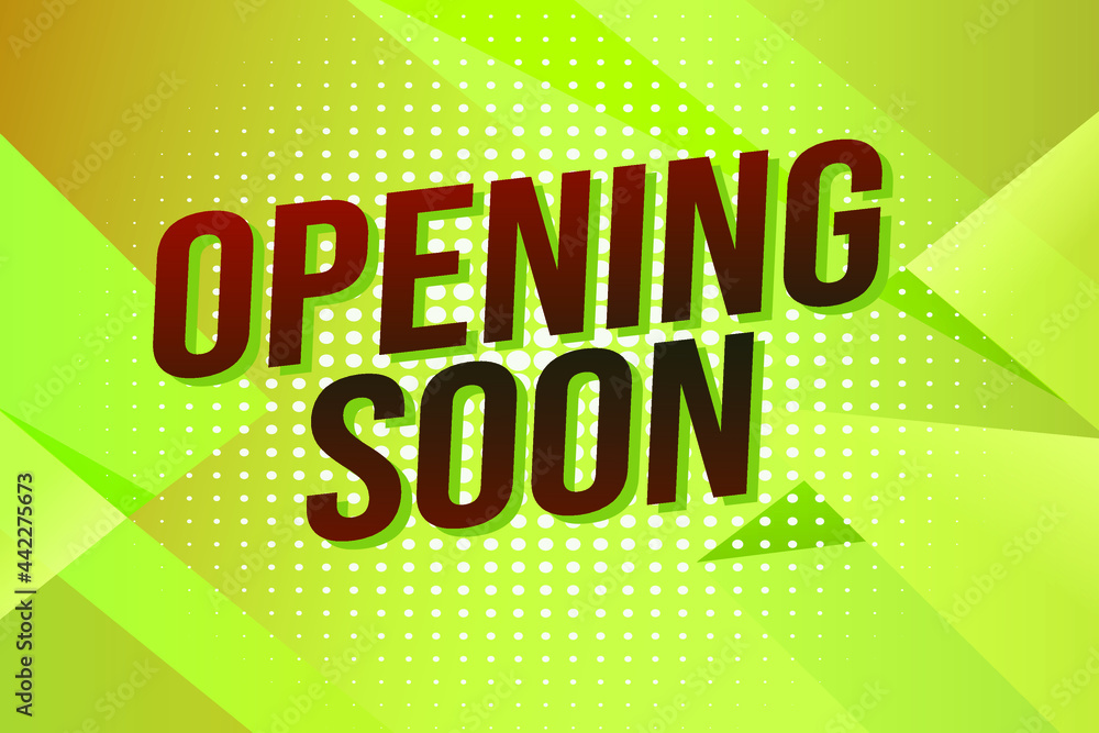 Opening soon word concept vector illustration with modern futuristic 3d ...