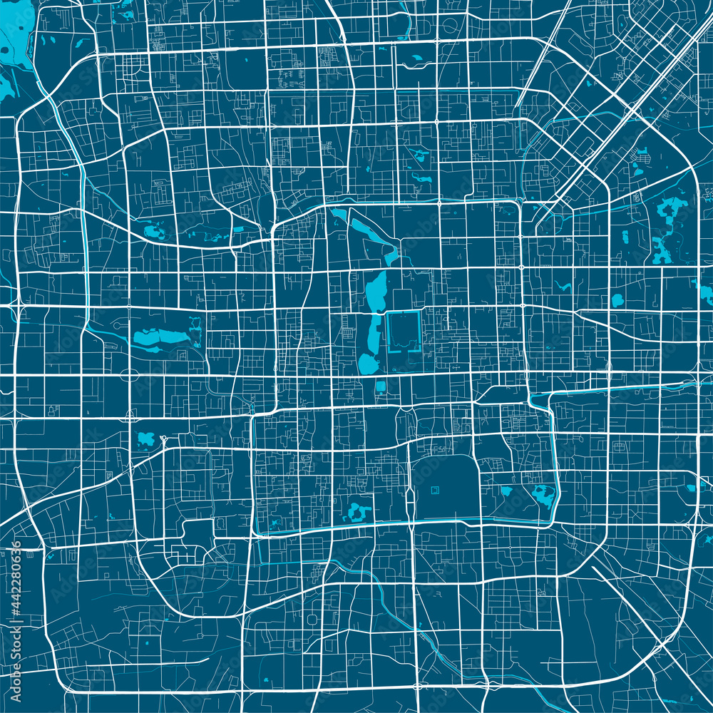 Detailed map of Beijing city, linear print map. Cityscape panorama ...