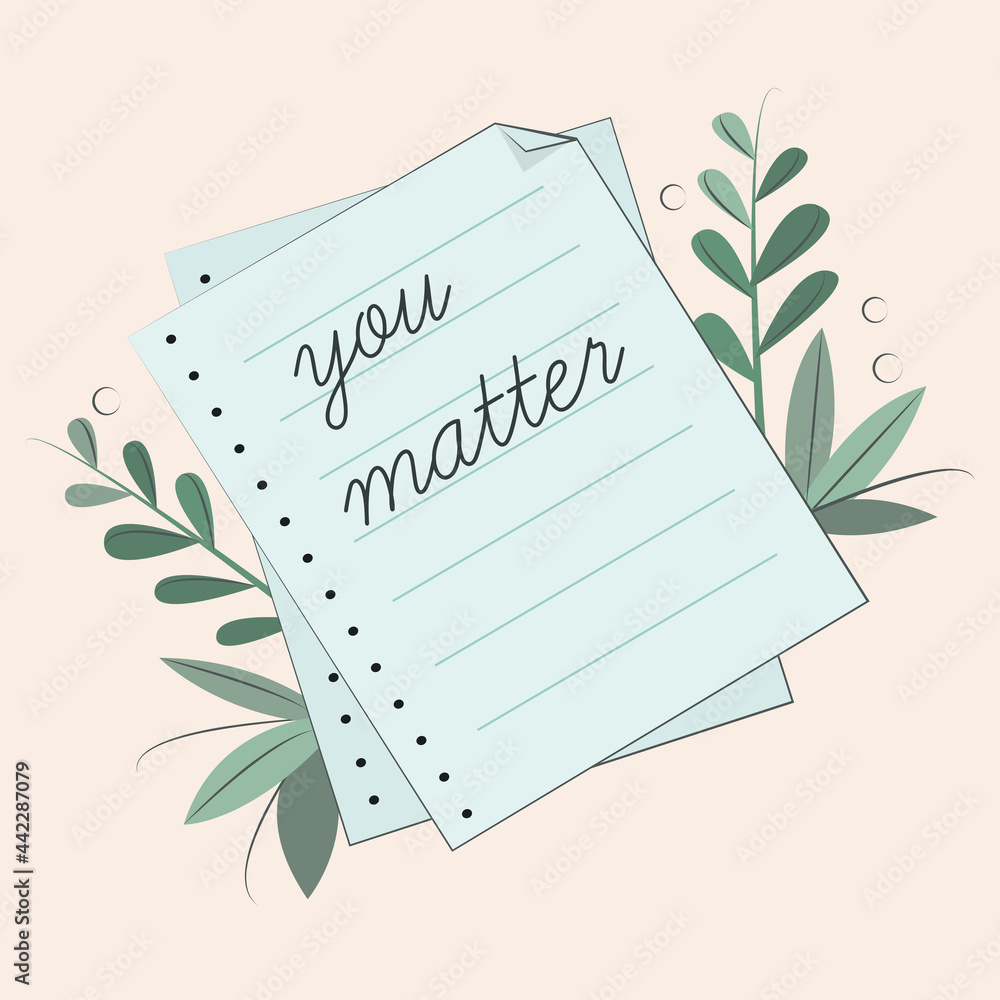 Note and reminder image: a sheet from a notebook with the text "you are ...