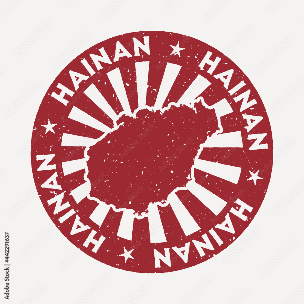 Hainan stamp. Travel red rubber stamp with the map of island, vector ...