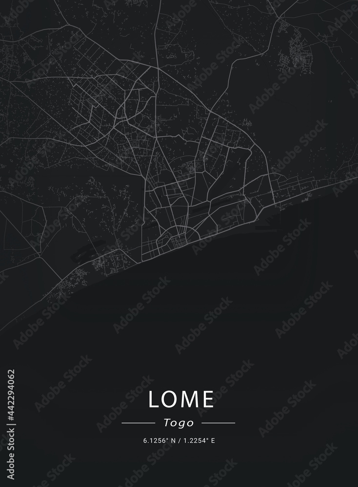 Map of Lome, Togo Stock Illustration | Adobe Stock