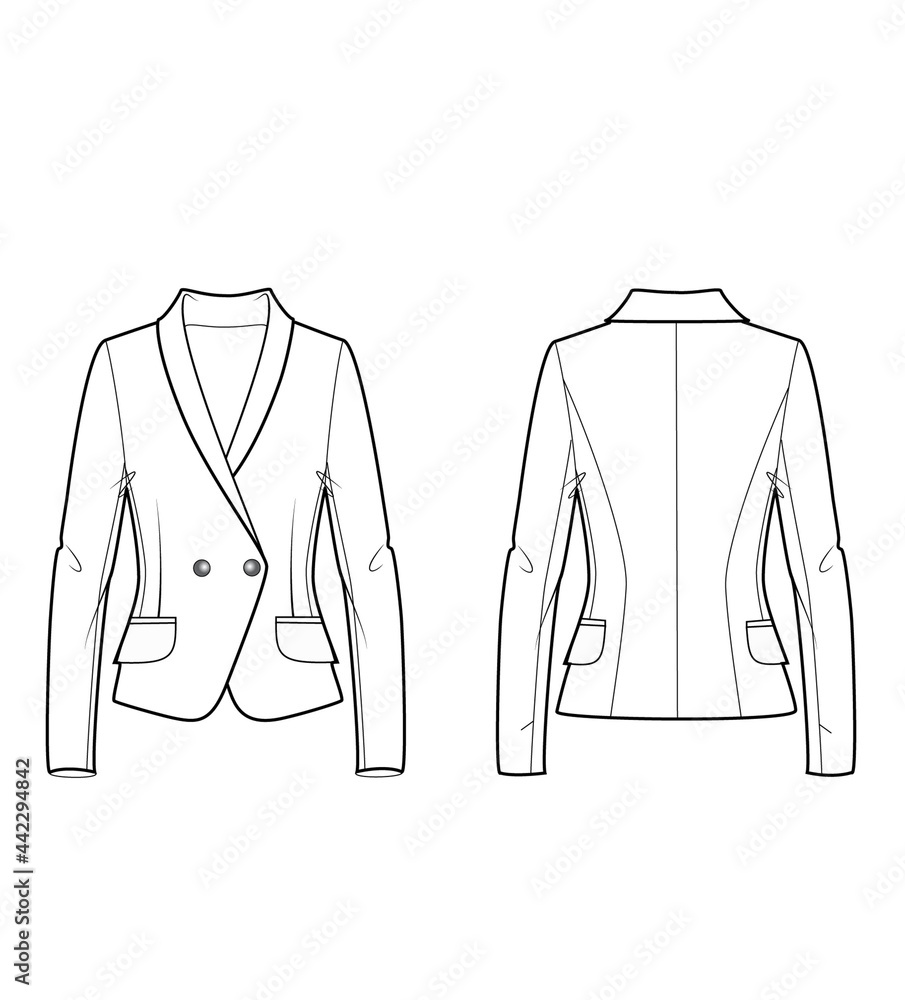technical sketch woman jacket with pocket Stock Illustration | Adobe Stock