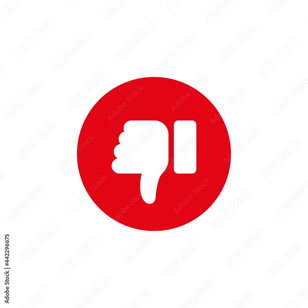 Red thumbs down icon with white background Stock Vector | Adobe Stock