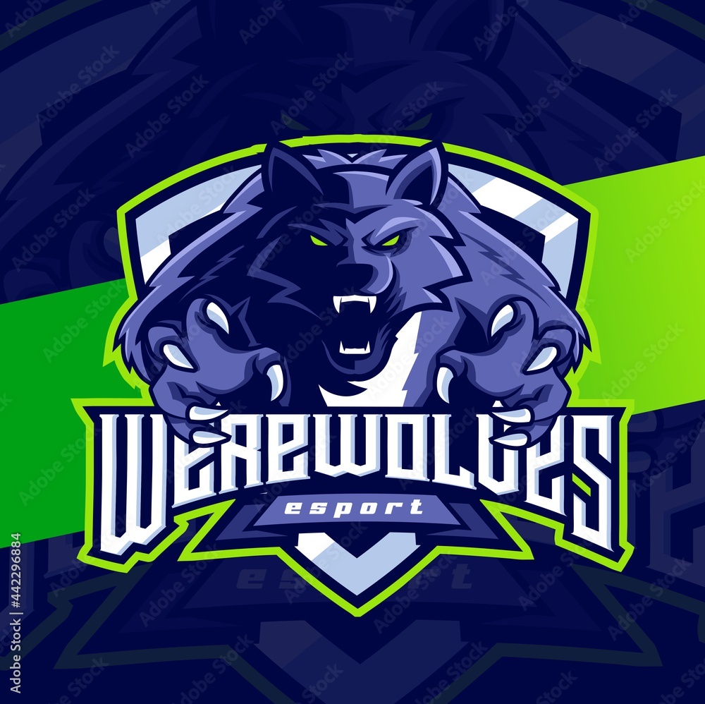 werewolves mascot esport logo character design for wolf gaming and ...