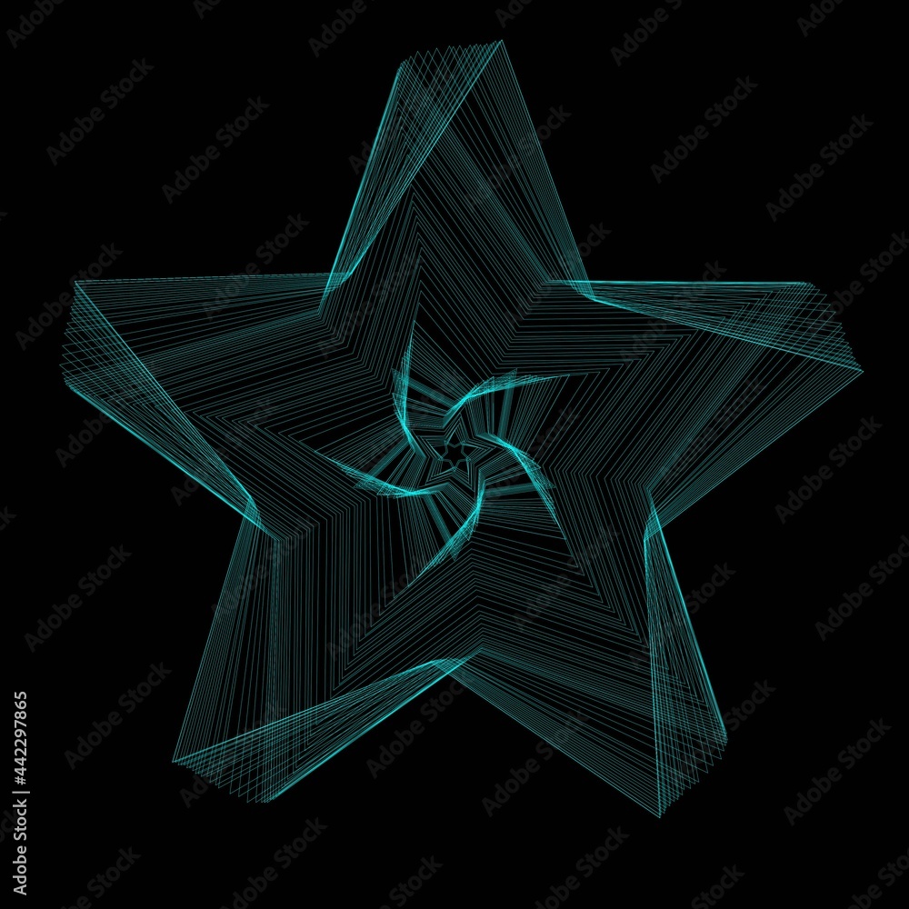 Vector colored spiral. Twisted abstract wireframe tunnel. Spiral star ...