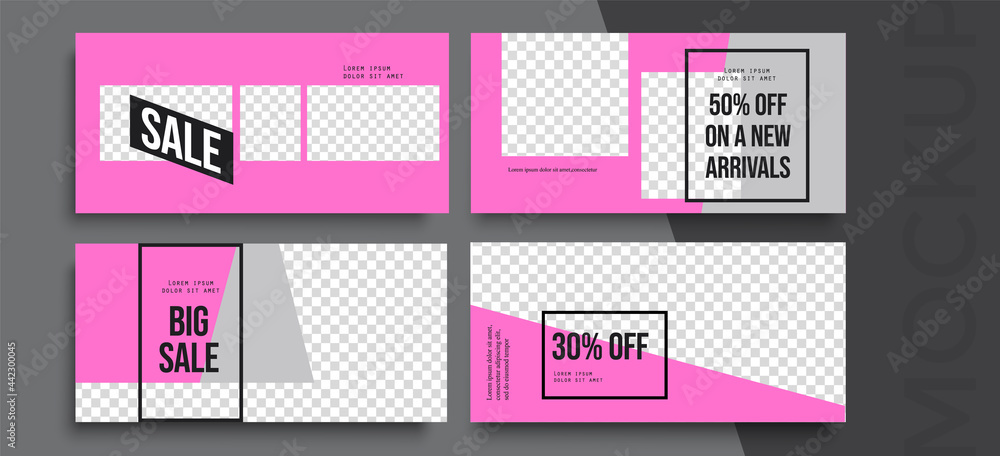 Sale banner layout design. Set of bright vibrant banners, posters ...