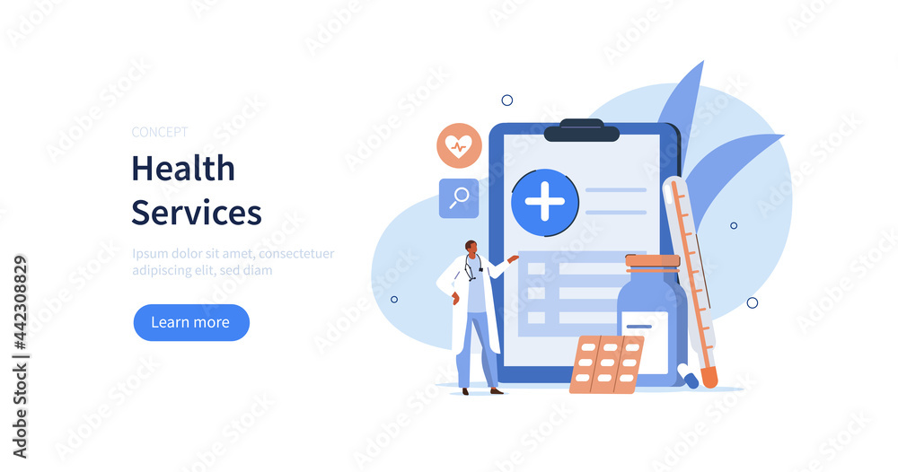 Medical character checking patients data. Doctor presenting health ...