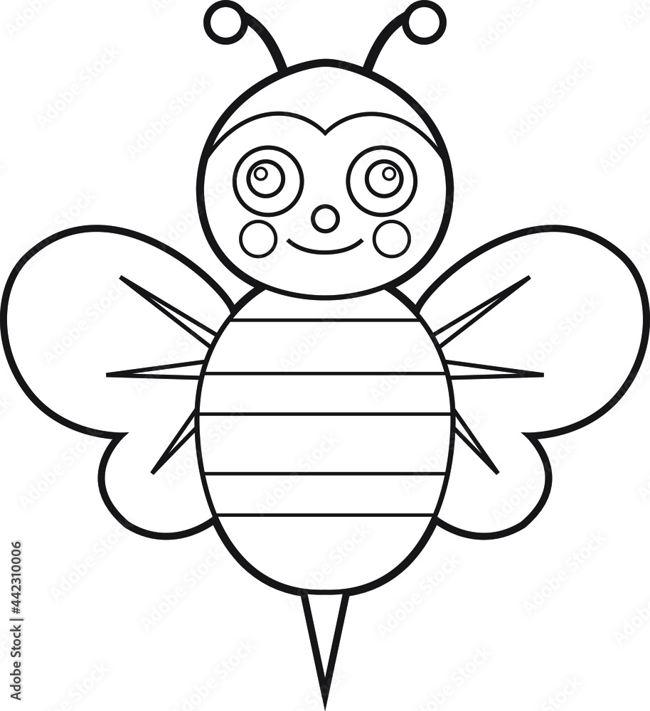 Cartoon bee. Coloring page. Illustration for children. Cute and funny ...