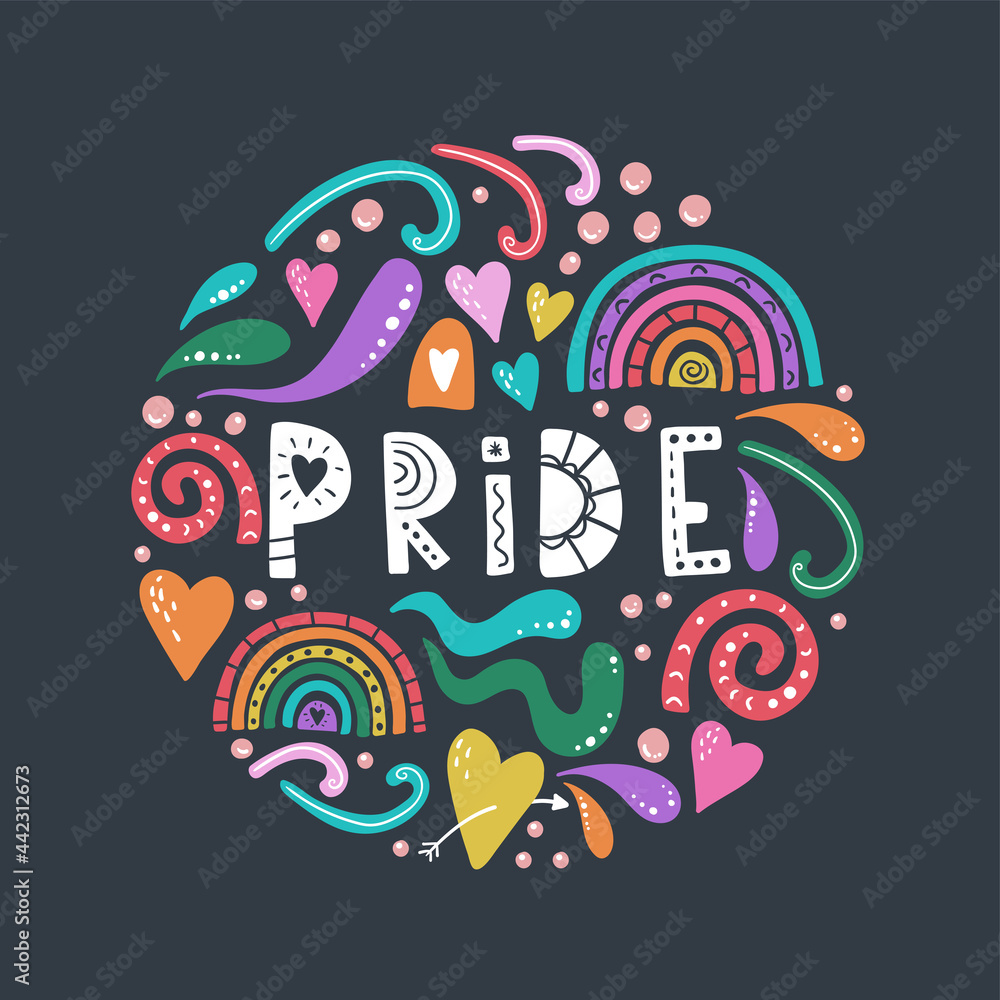 Colorful hand drawn doodle design, love is love handwritten, great for ...